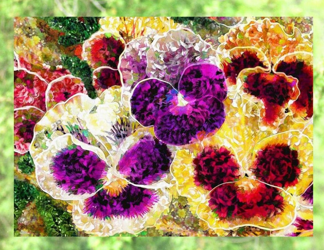 Pansy Flowers WINDOW CLING Suncatcher Garden Pansy Art Size 10.6 Thick ...