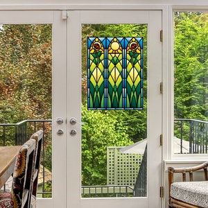 Faux Stained Glass Rose WINDOW CLING Suncatcher Window | Etsy