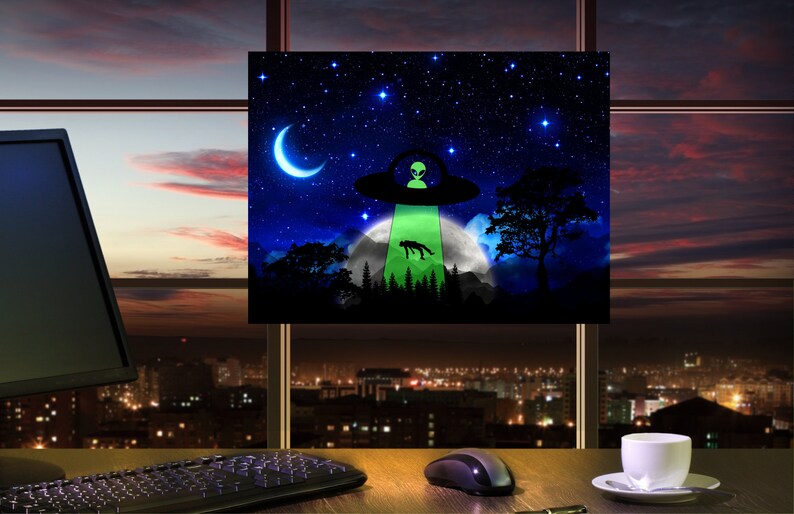 Alien WINDOW CLING UFO Spaceship Window Art Size - Etsy