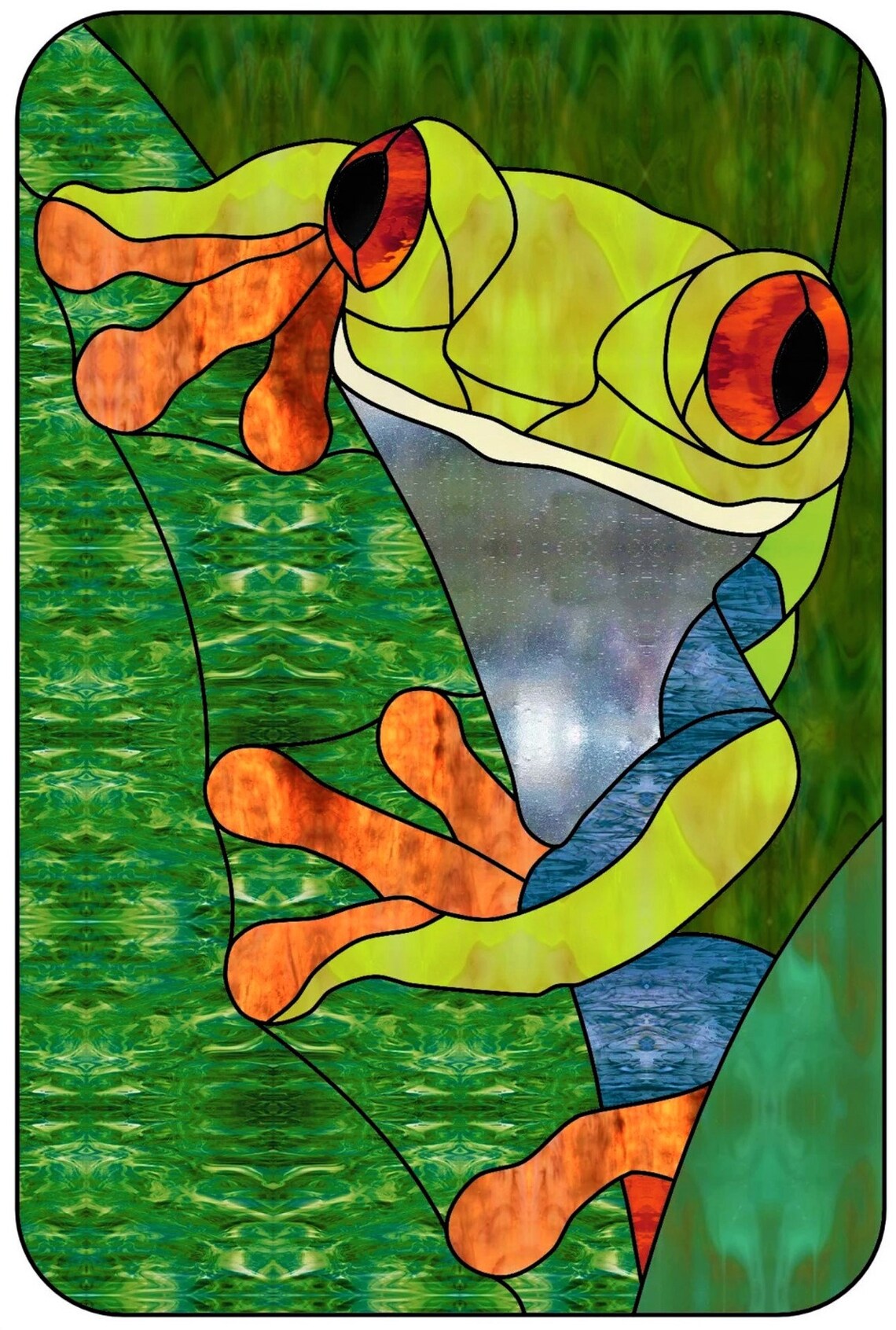 Frog Faux Stained Glass WINDOW CLING Tree Frog Suncatcher - Etsy