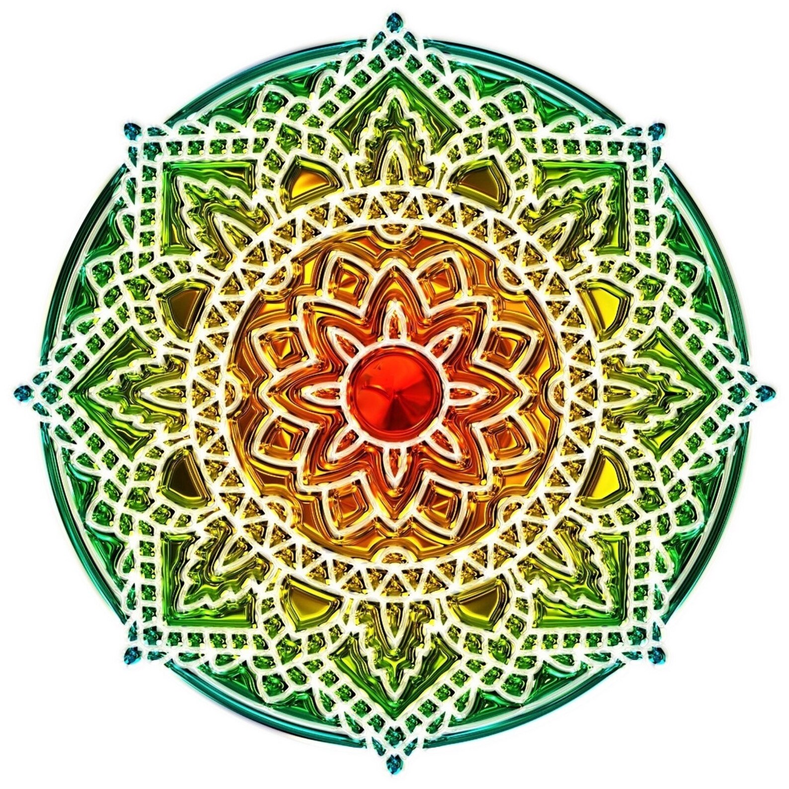 Star Jewel Mandala WINDOW CLING Stained Glass Color Red | Etsy