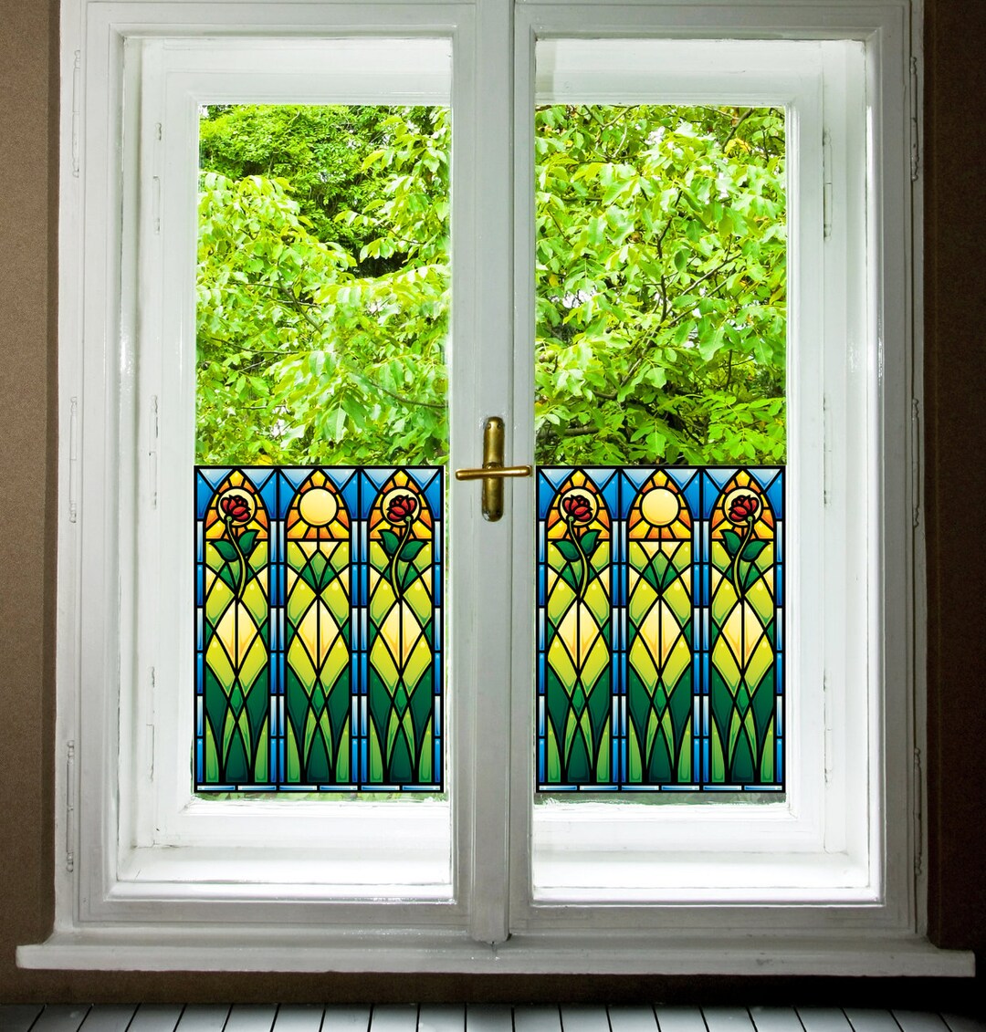 Faux Stained Glass Rose WINDOW CLING Suncatcher Window - Etsy