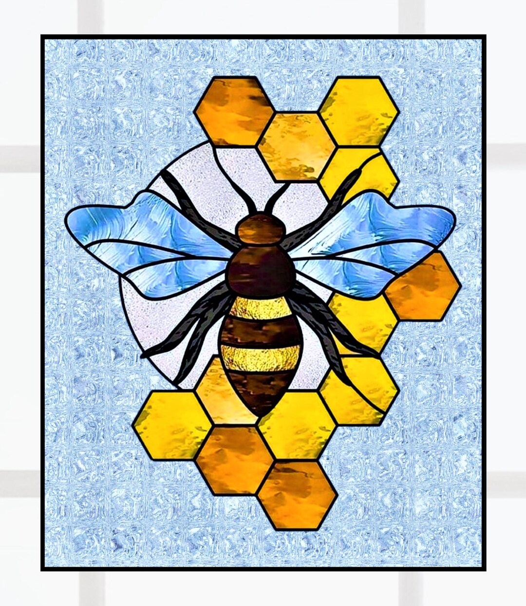 Bee & Honeycomb Faux Stained-glass WINDOW CLING Glossy, Translucent - Etsy