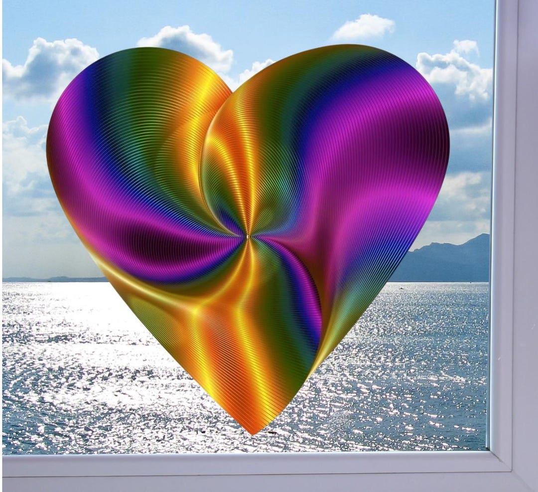 Prismatic Heart WINDOW CLING Glossy, Translucent - Etsy