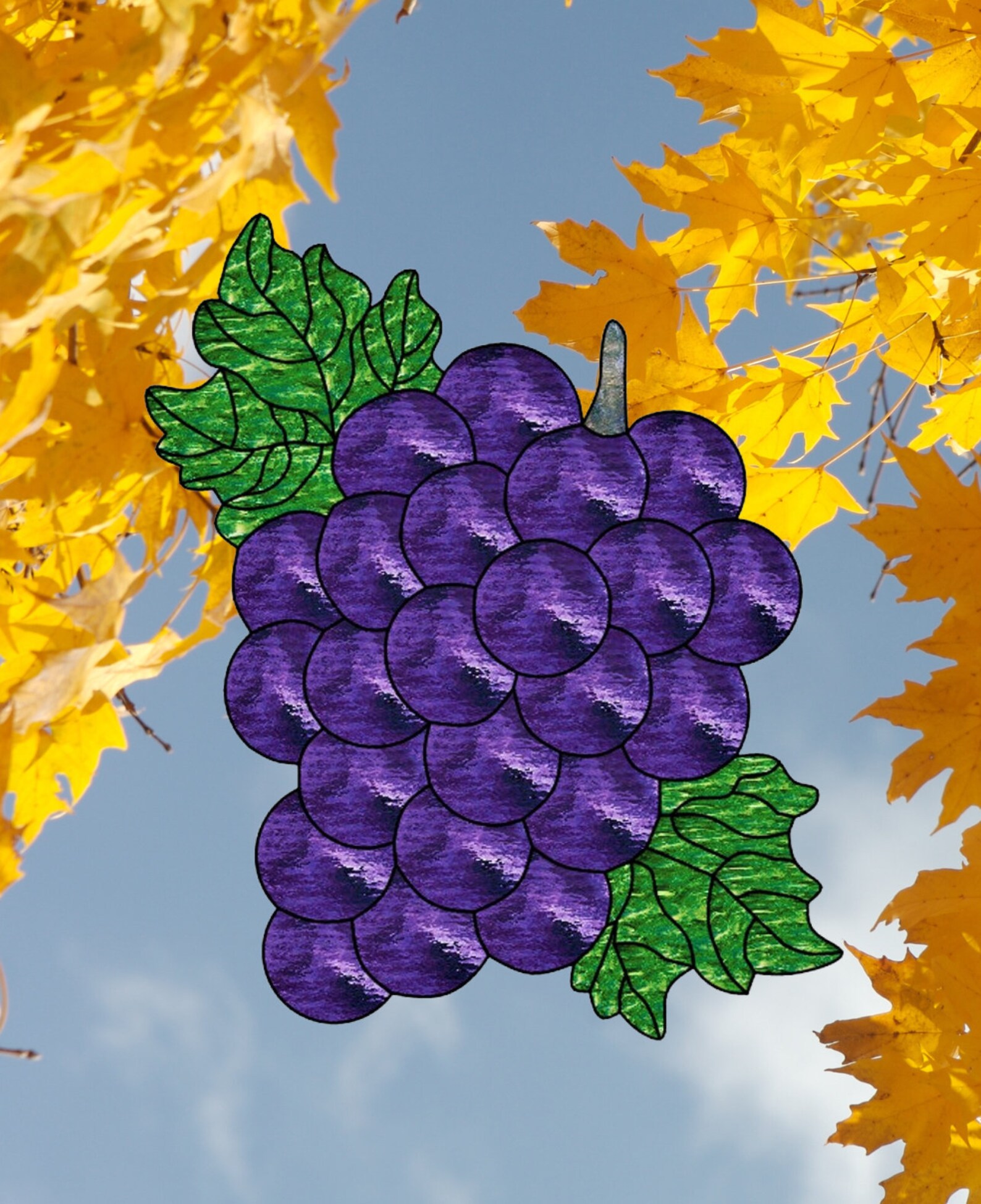 Purple Grapes WINDOW CLING Faux Stained Glass Concord - Etsy