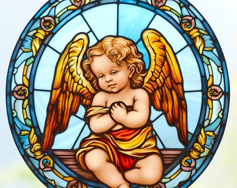 Angel Stained Glass Window Cling - Etsy UK