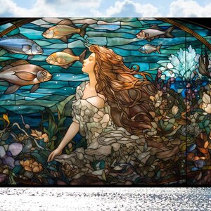 Mermaid Faux Stained-glass WINDOW CLING, 3 Designs - Etsy