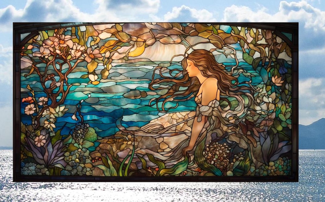 Mermaid Faux Stained-glass WINDOW CLING, 3 Designs - Etsy
