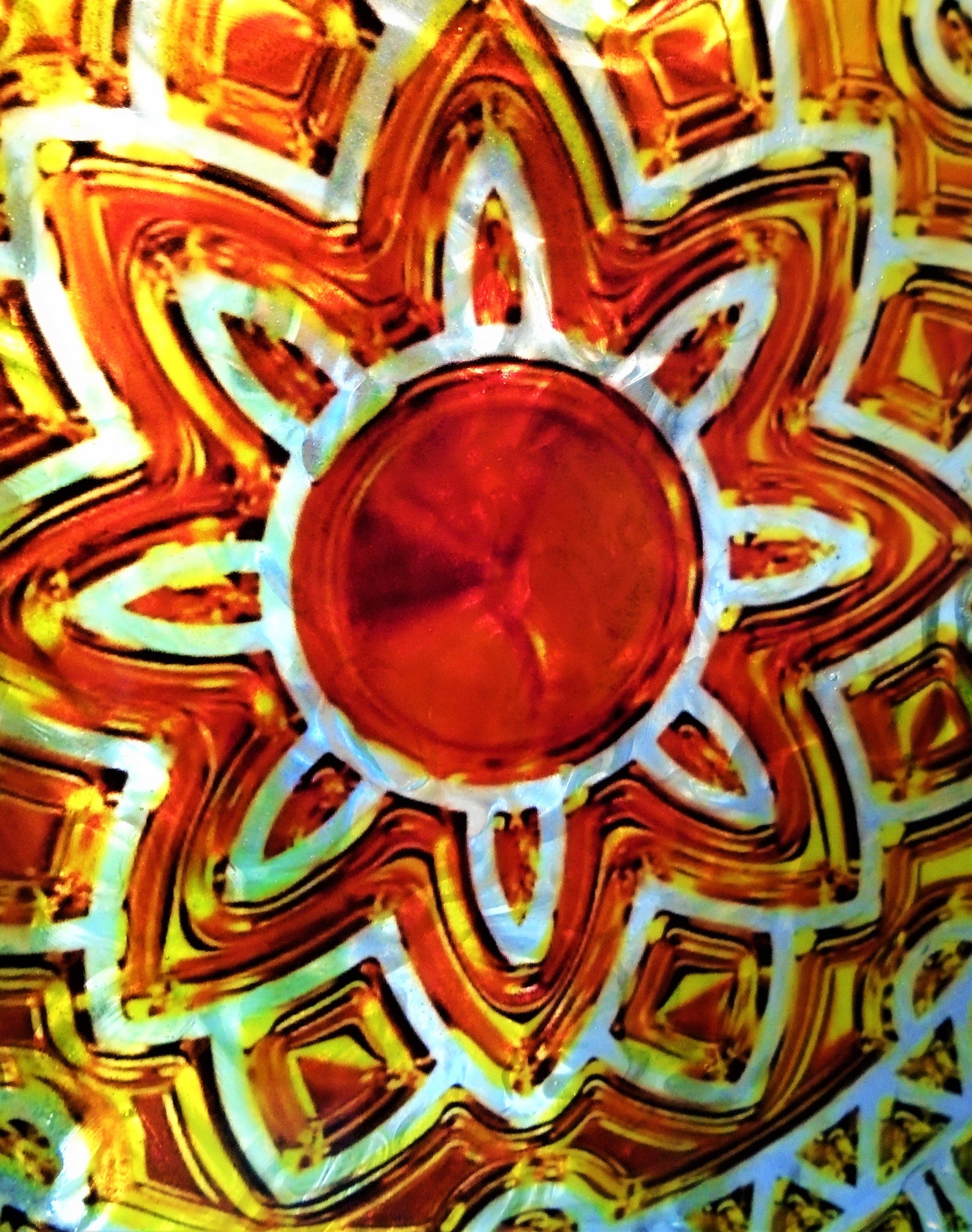 Star Jewel Mandala WINDOW CLING Stained Glass Color Red | Etsy