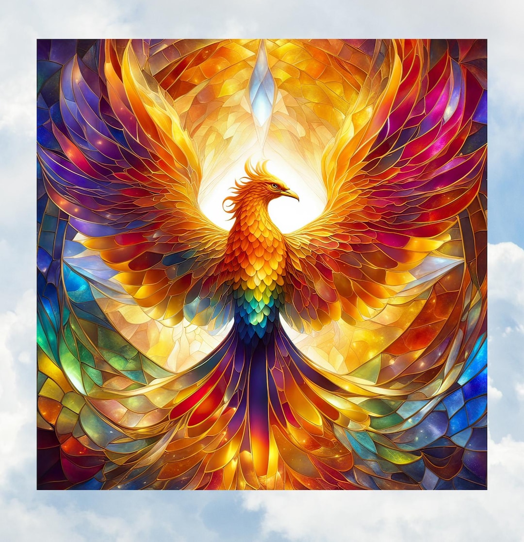 Pheonix Faux Stained-glass WINDOW CLING Greek Mythology Bird Sun ...