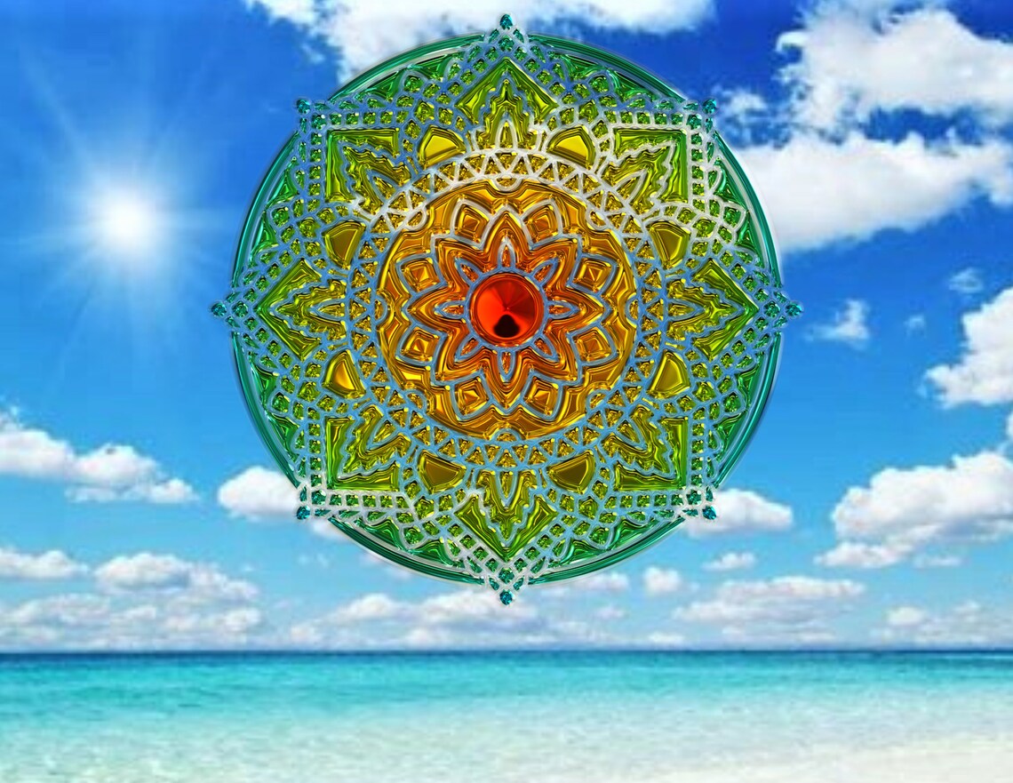 Star Jewel Mandala WINDOW CLING Stained Glass Color Red - Etsy