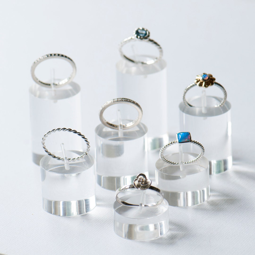 Set of Seven Round Perspex Ring Holders, Retail Ring Display Stands ...