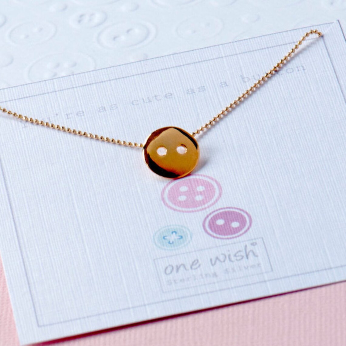 Gold Button Necklace Sterling Silver Button Pendant Cute as - Etsy UK