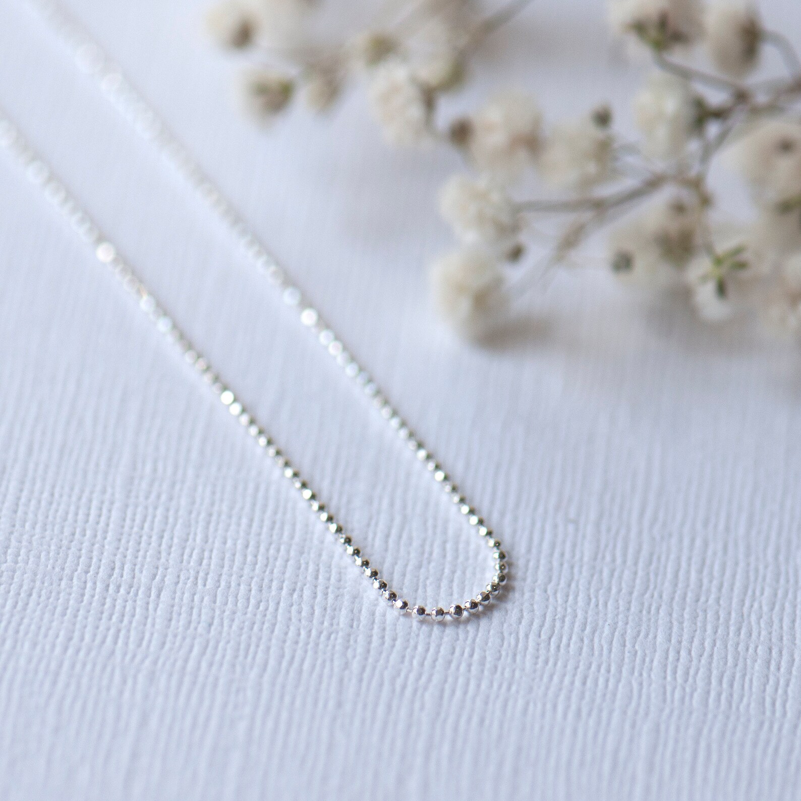 Silver Ball Chain Sterling Silver Diamond Cut Ball Chain 1mm - Etsy UK