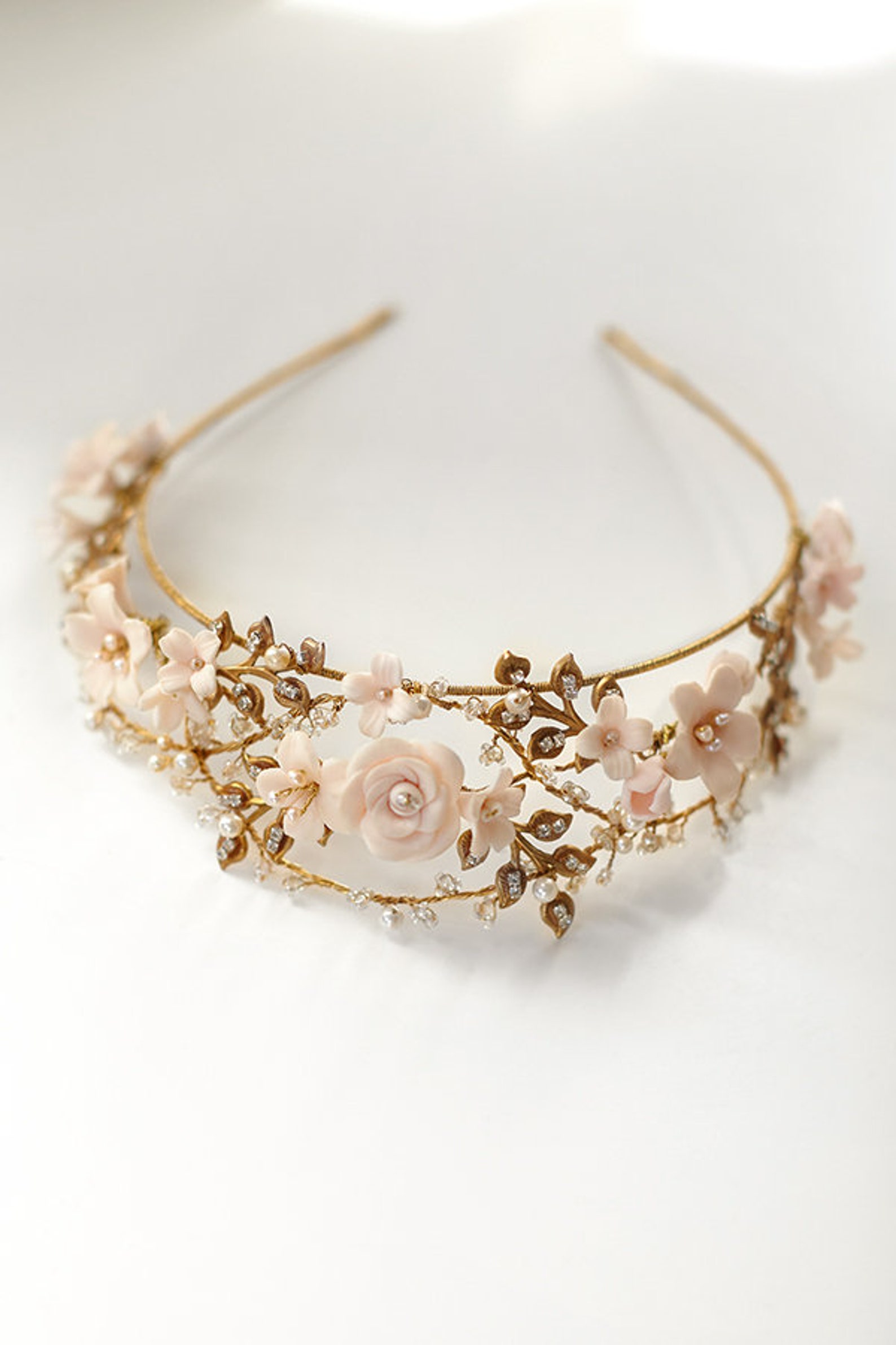 Aurora Bridal Crown Flower Tiara Statement Tiara Gold | Etsy