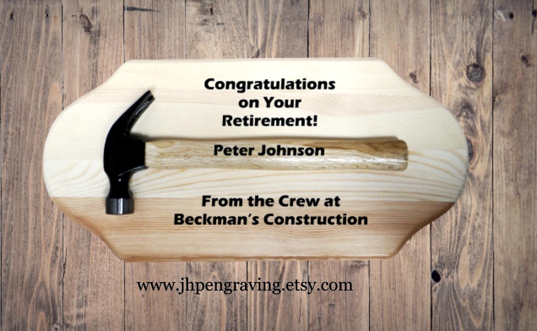 Personalized Engraved Hammer Plaque for Retirement & Father's Day Gift ...