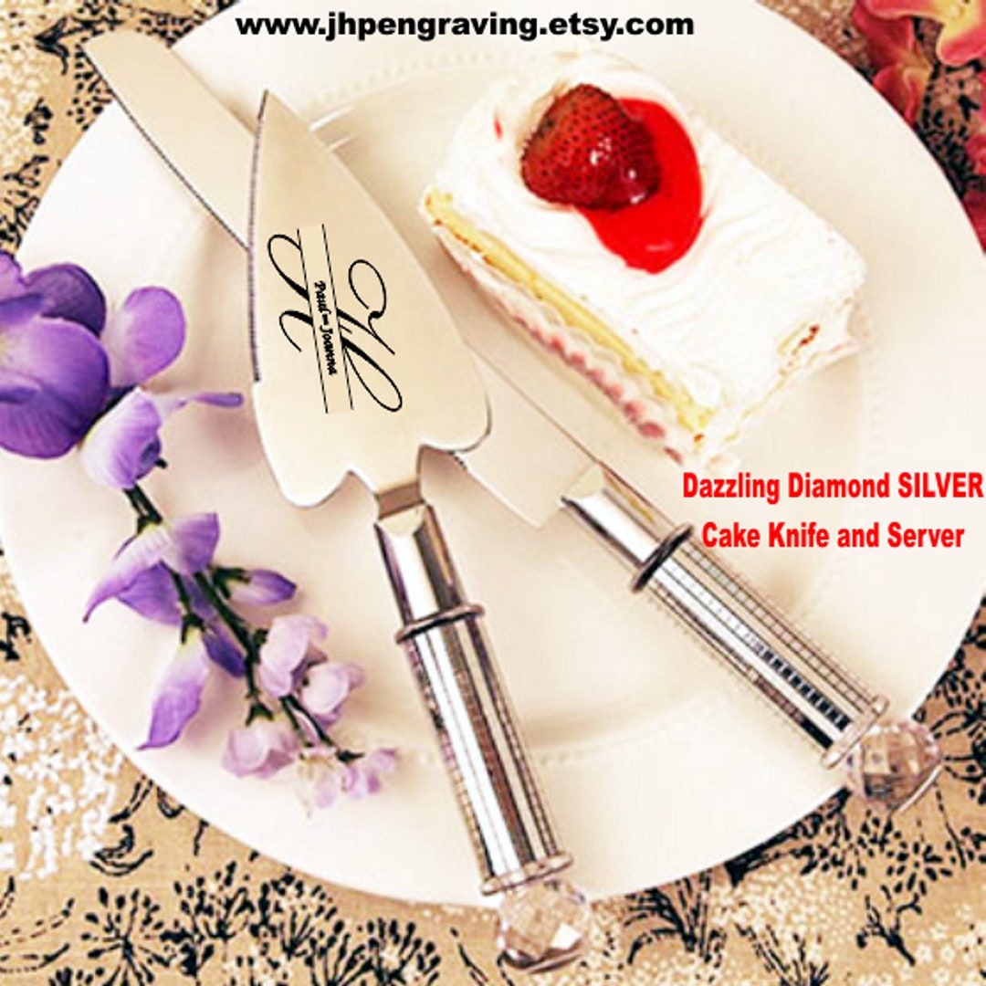 Wedding Cake Knife and Server Set, Elegant Silver Cake Knife and Server ...