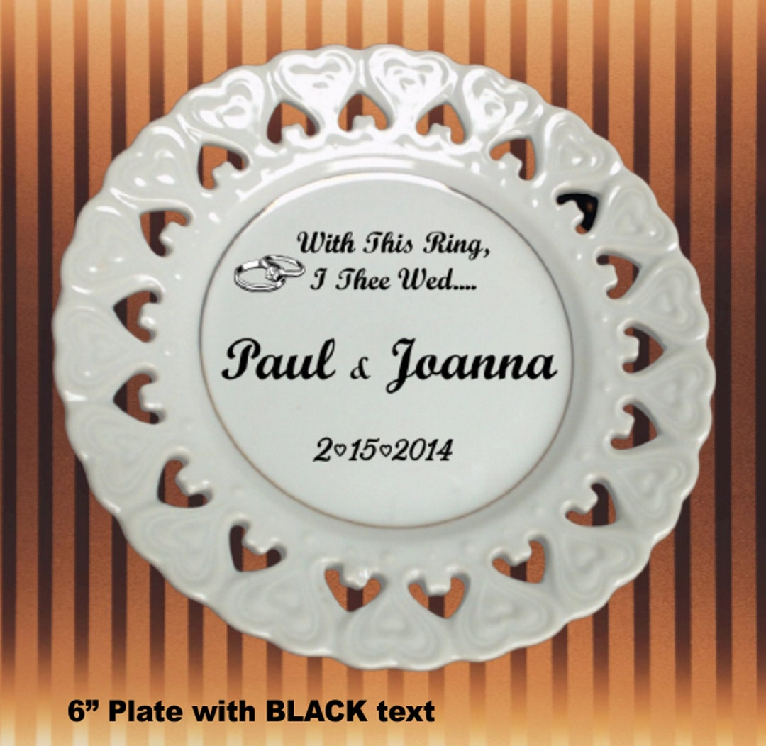 Personalized Ceramic Plate, White Ceramic Plate With Gold Trim and Cut ...