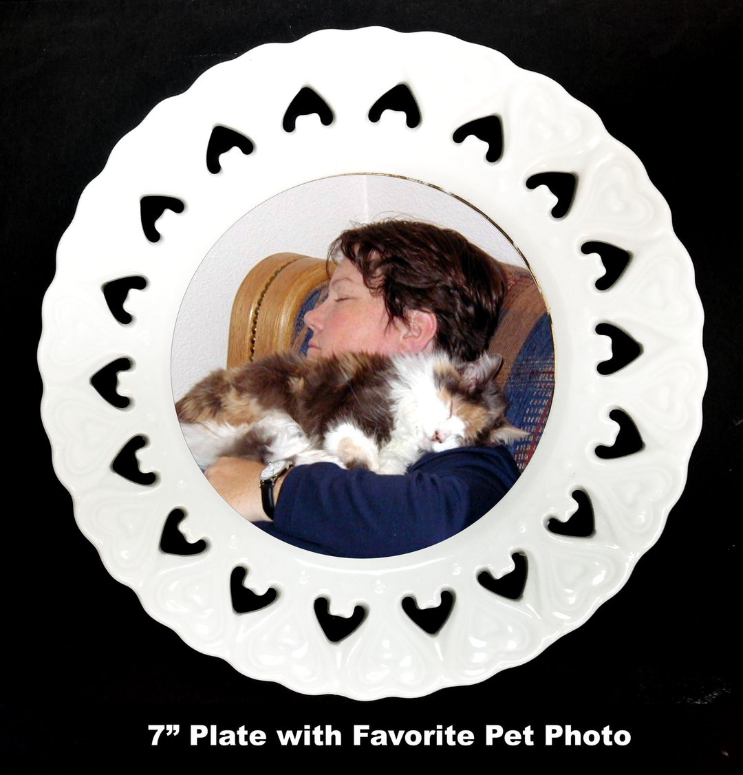 Personalized Ceramic Photo Plate, White Ceramic Plate With Gold Trim ...