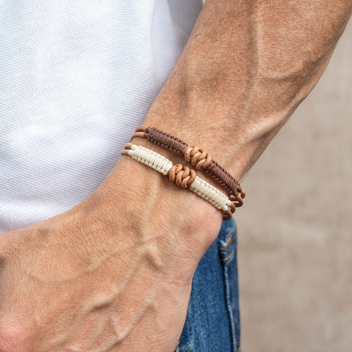 Mens Leather Knot Bracelet, Macrame Colombian Bracelet, Brown Bracelet ...