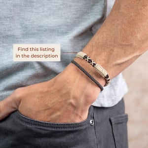 Mens Macrame Bracelet Set Waxed Cord Earth Tone Jewelry Waterproof ...