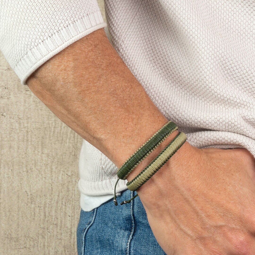 Men's Adjustable Rope Bracelet, Surfer Bracelet, Reversible Macrame ...