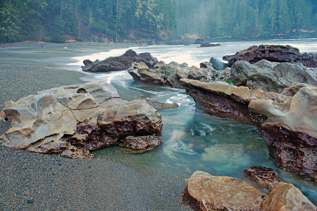 Calm Water Canvas, Wave and Rock Revelation Teal Seascape, Rock ...