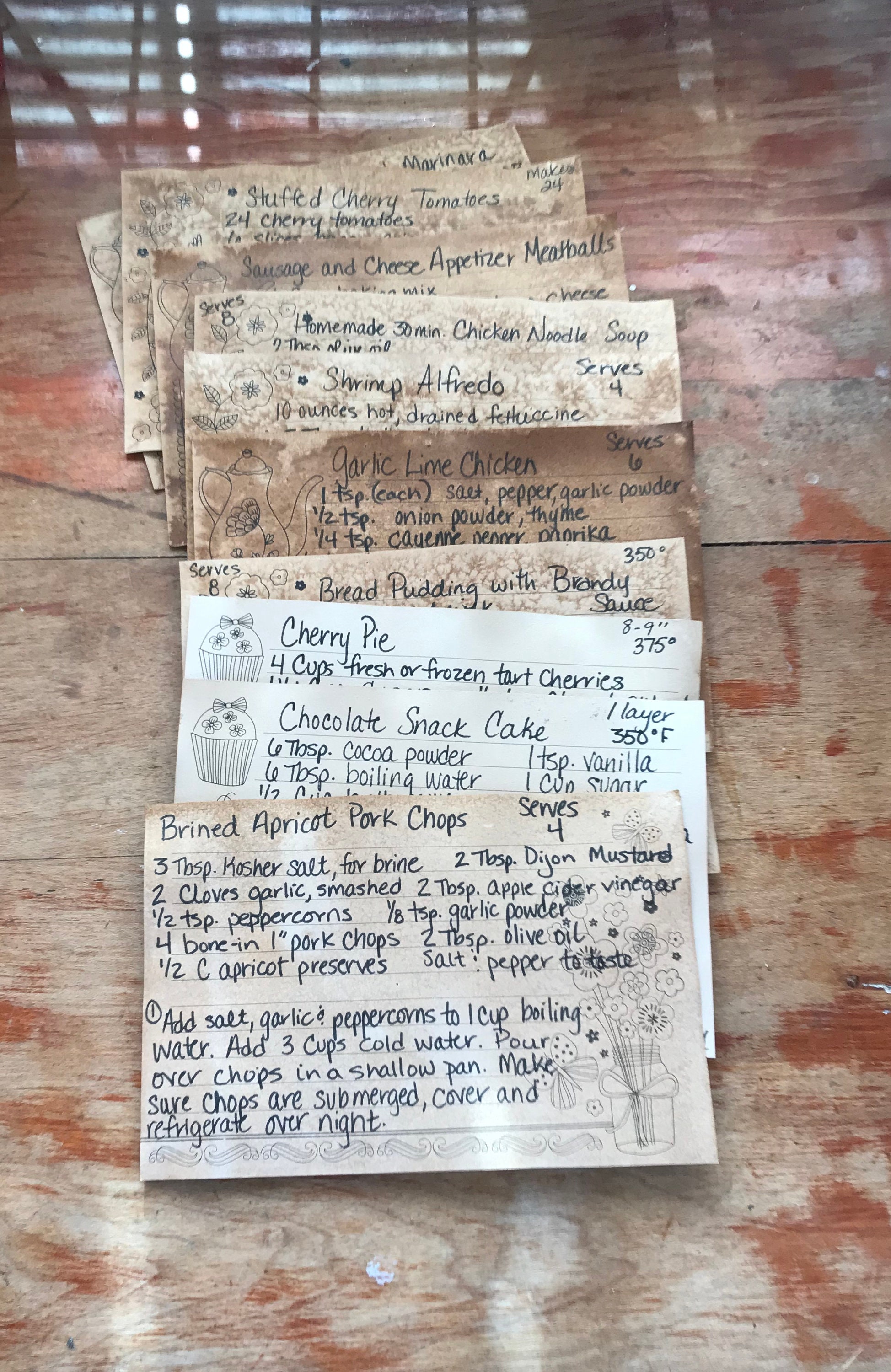 Old Fashioned Handwritten Recipe Cards Set of 10, Vintage Replica ...