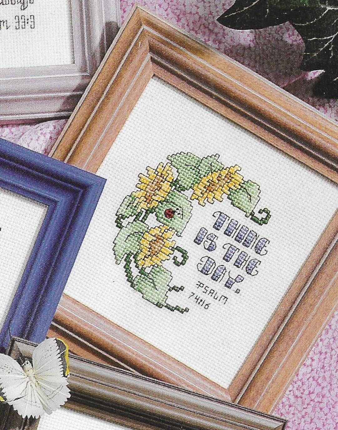 Vintage Bible Verse Cross Stitch Pattern Sunflower "thine is the Day ...