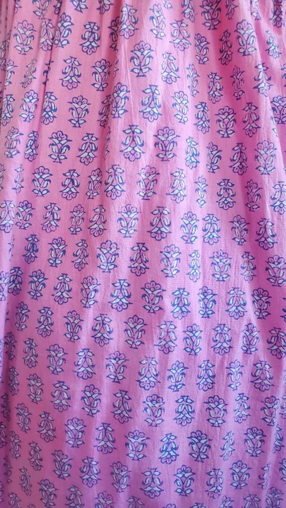 1960s India block print cotton long pink vintage dres… - Gem