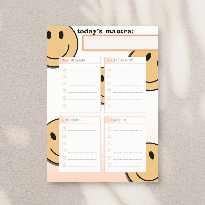 Smiley Face Printable To-do List, Printable To-do List, To-do List, To ...