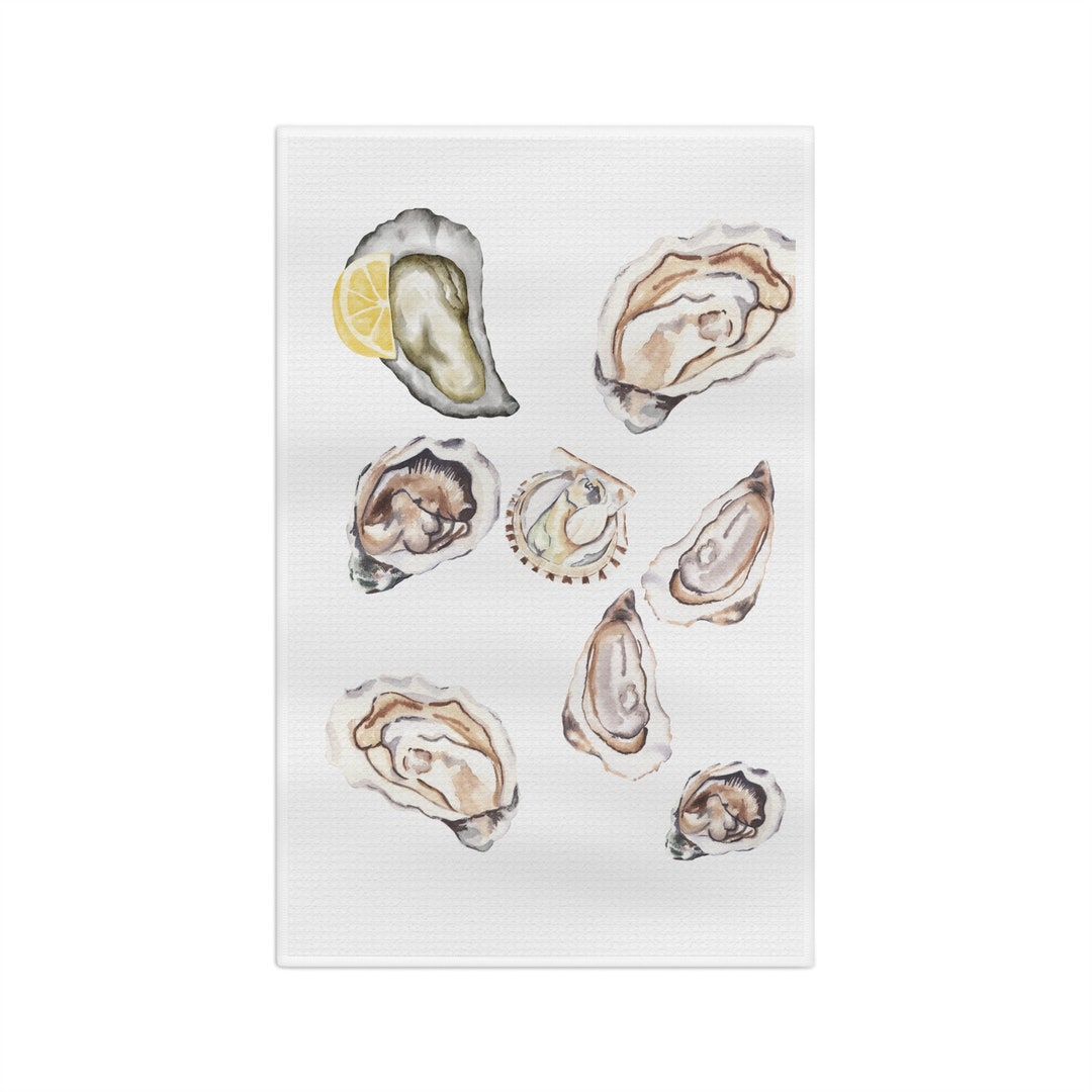 Oyster Print Towel, Oyster Towel, Oyster Hand Towel , Oyster Kitchen ...