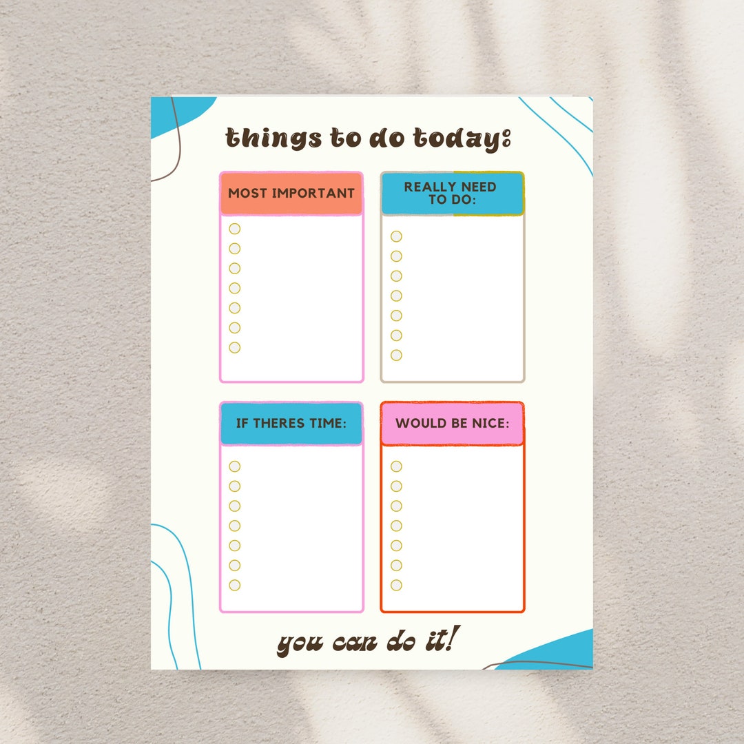 Colorful Abstract To-do List Printable, Priority To-do List, Trendy To ...