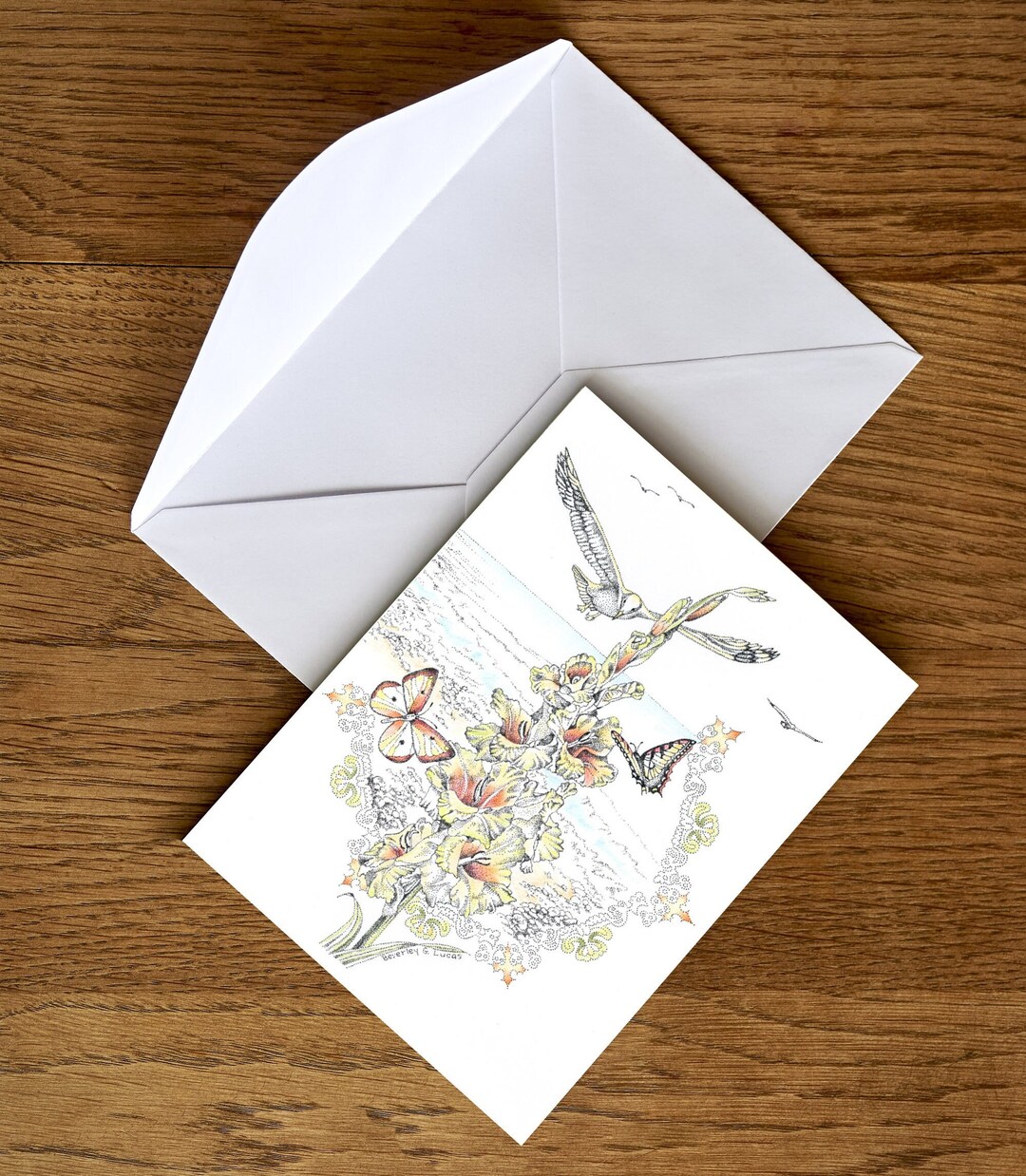 Silky Wings - Ink Drawing/card With Envelope - Etsy