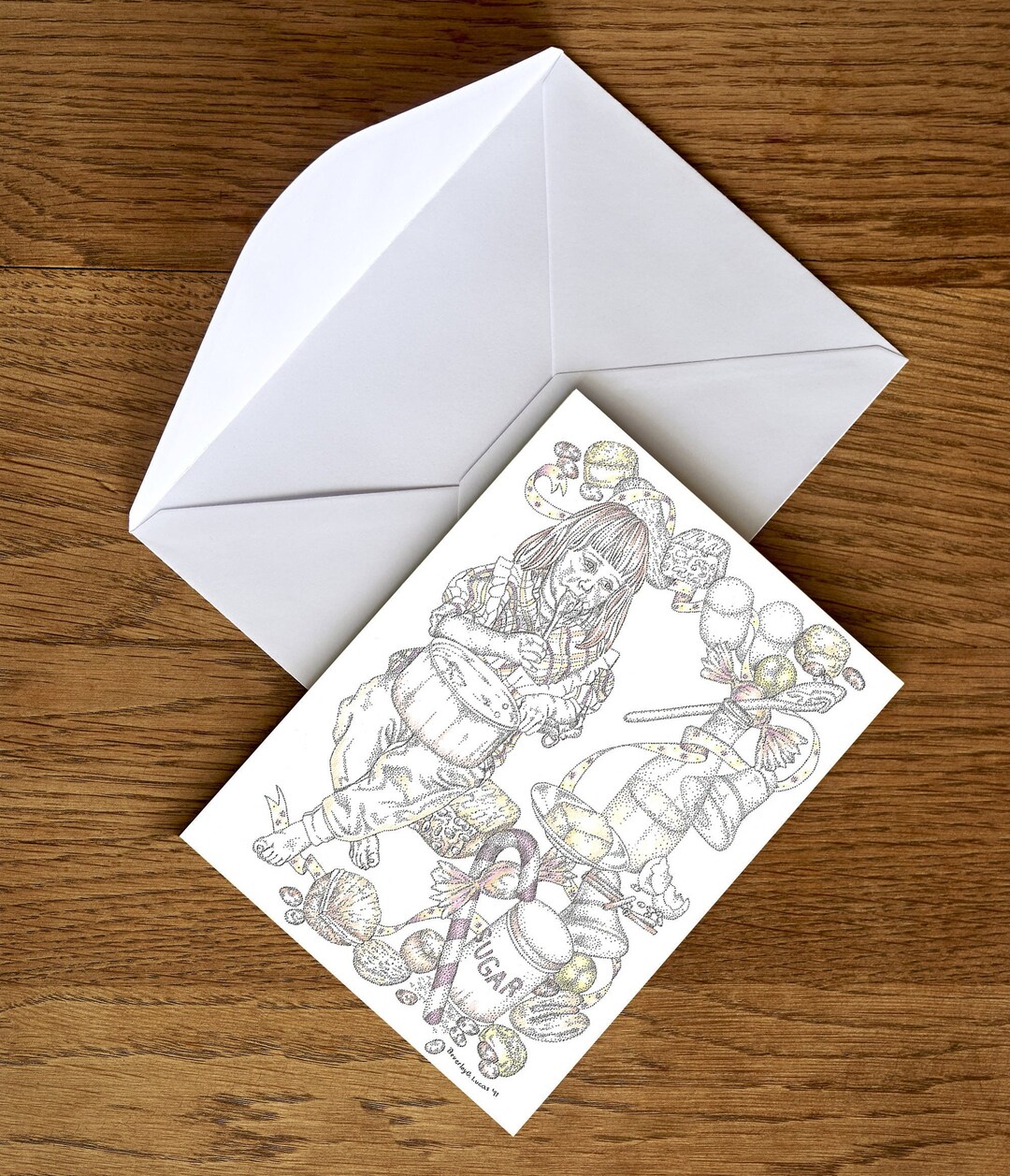 Fantasy Fudge - Ink Drawing/christmas Card With Envelope - Etsy