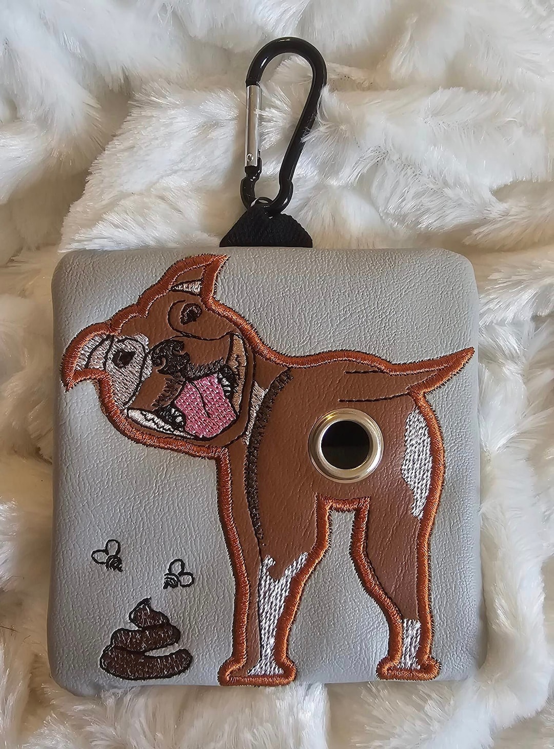 Red and White Pit Bull Poop Bag Holder, Red and White Pittie Poop Bag ...