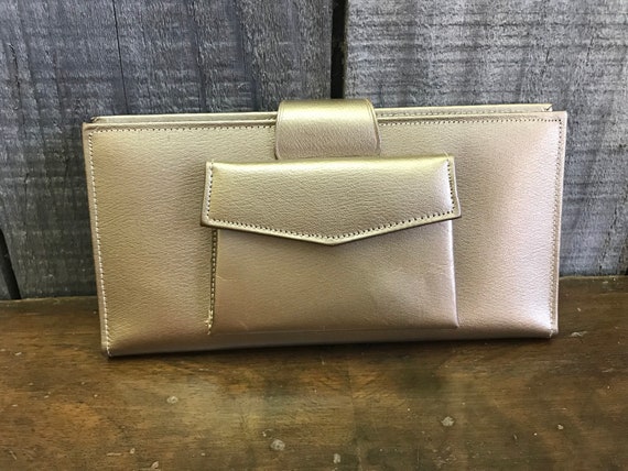 1960's Champagne Leather Checkbook and Credit Card Wa… - Gem