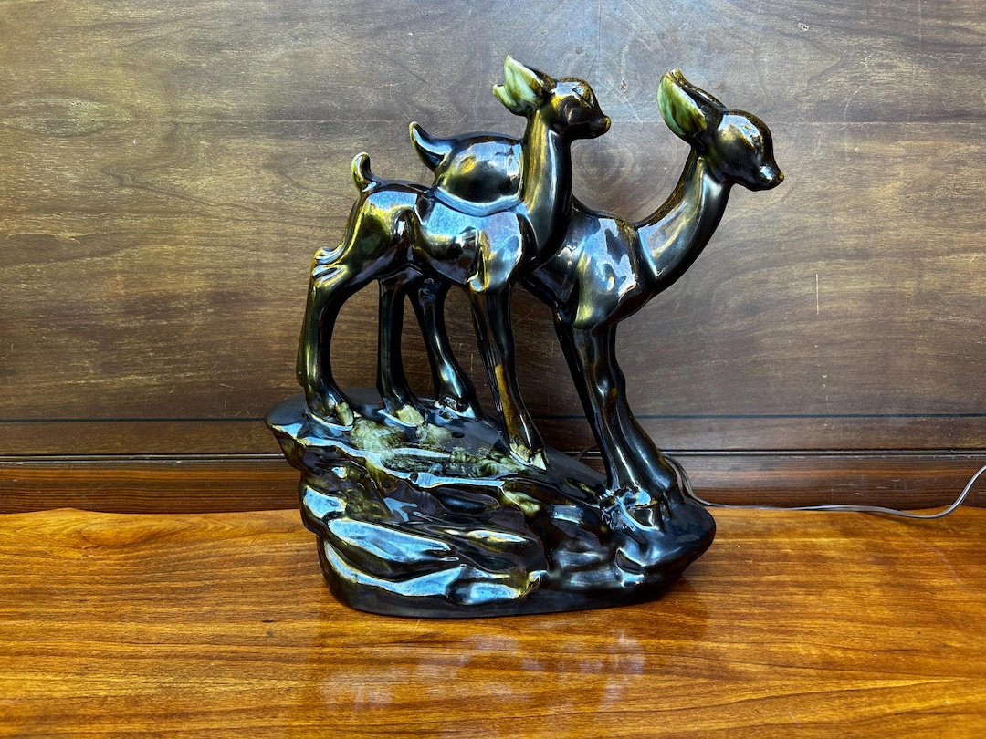 1940's Large Ceramic Deer Backlit Accent Lamp - Etsy