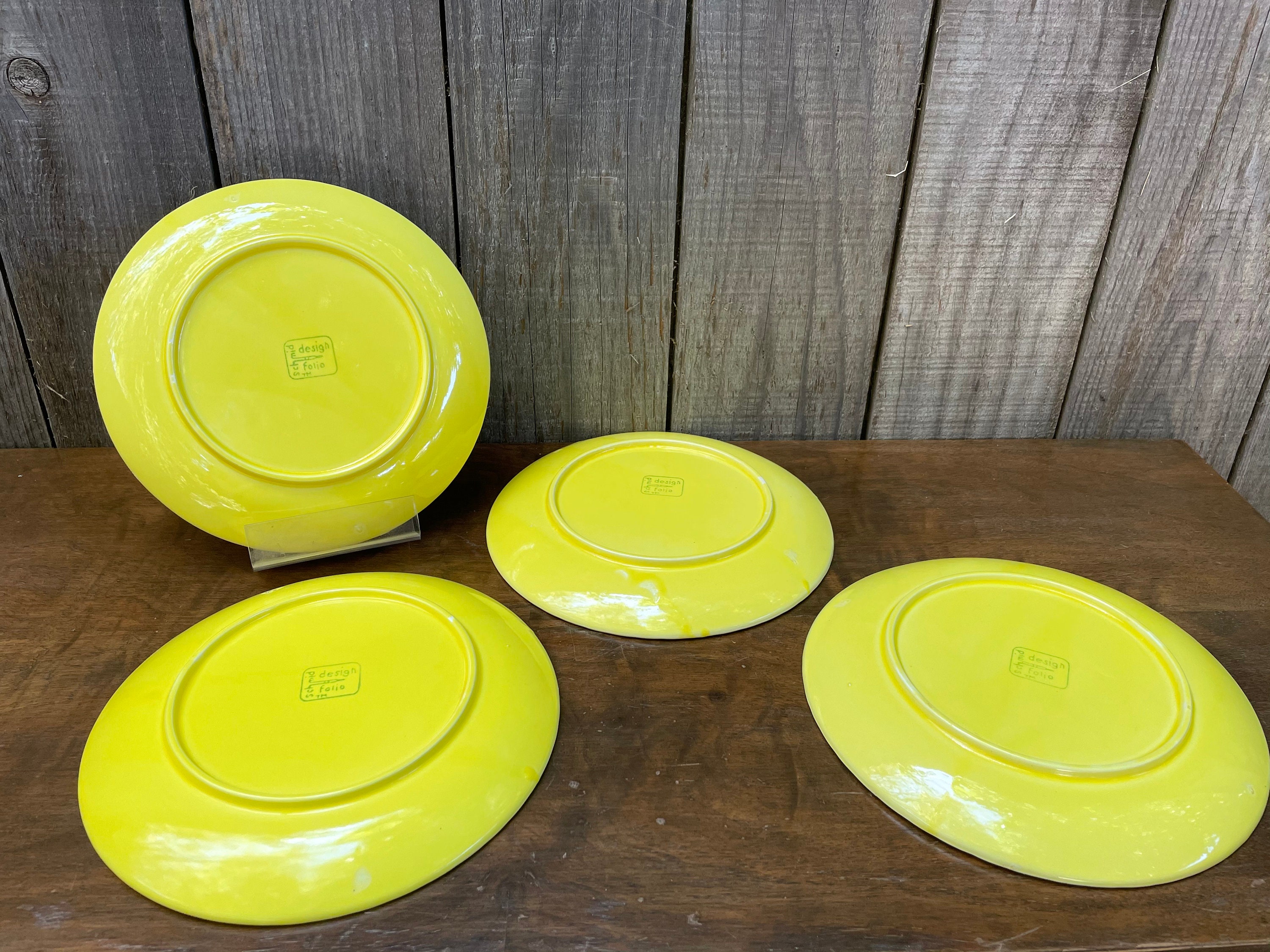 Schmid Design Folio ~ Set of 4 Salad Plates ~ Yellow Interlacing Rope ...