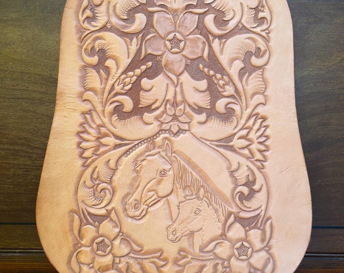 Hand Tooled Leather Sample ~ Horse Lovers Floral Design ~ Unfinished - Etsy