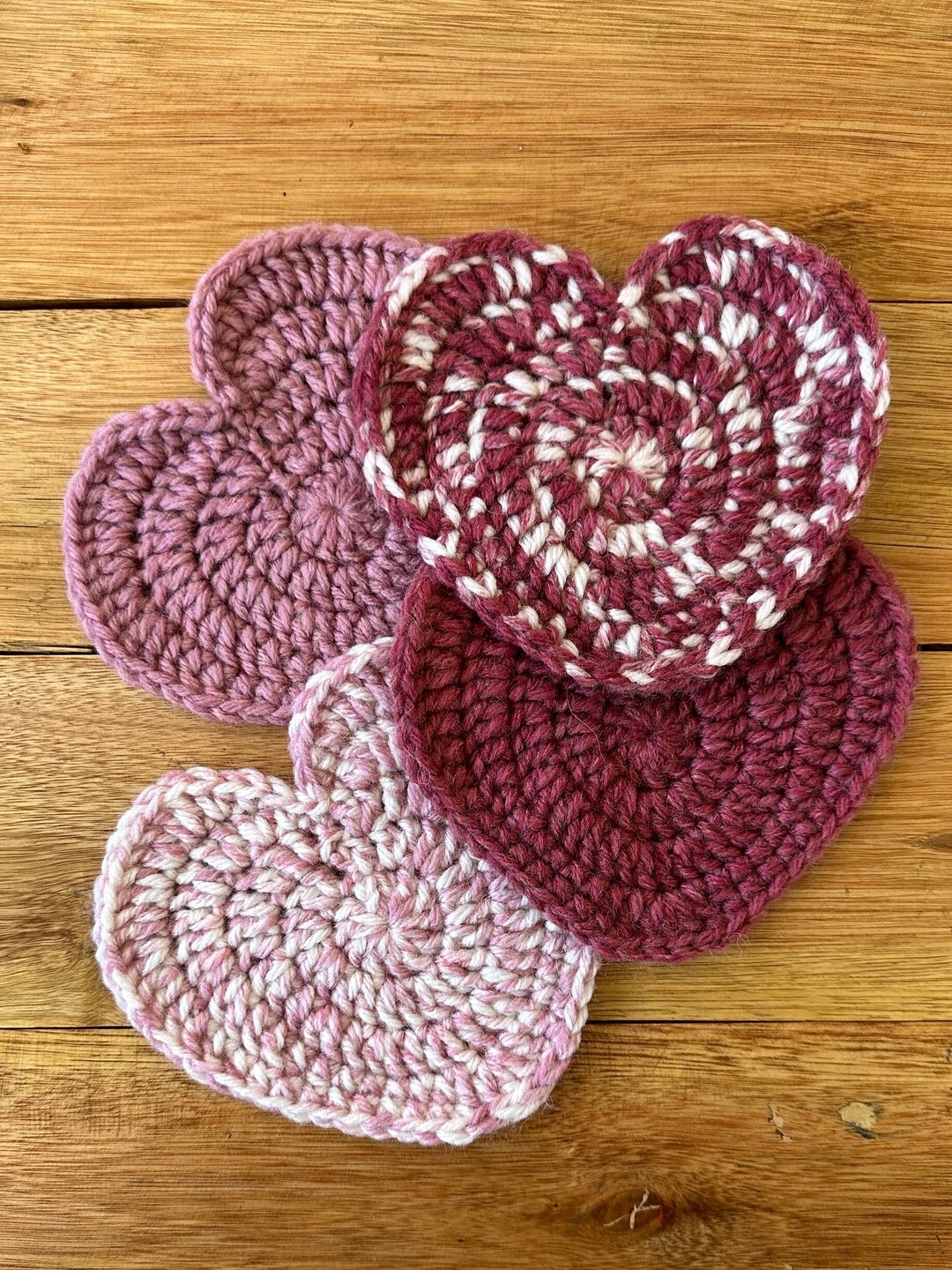 Crochet Heart Coaster Set (set of 4) - Etsy