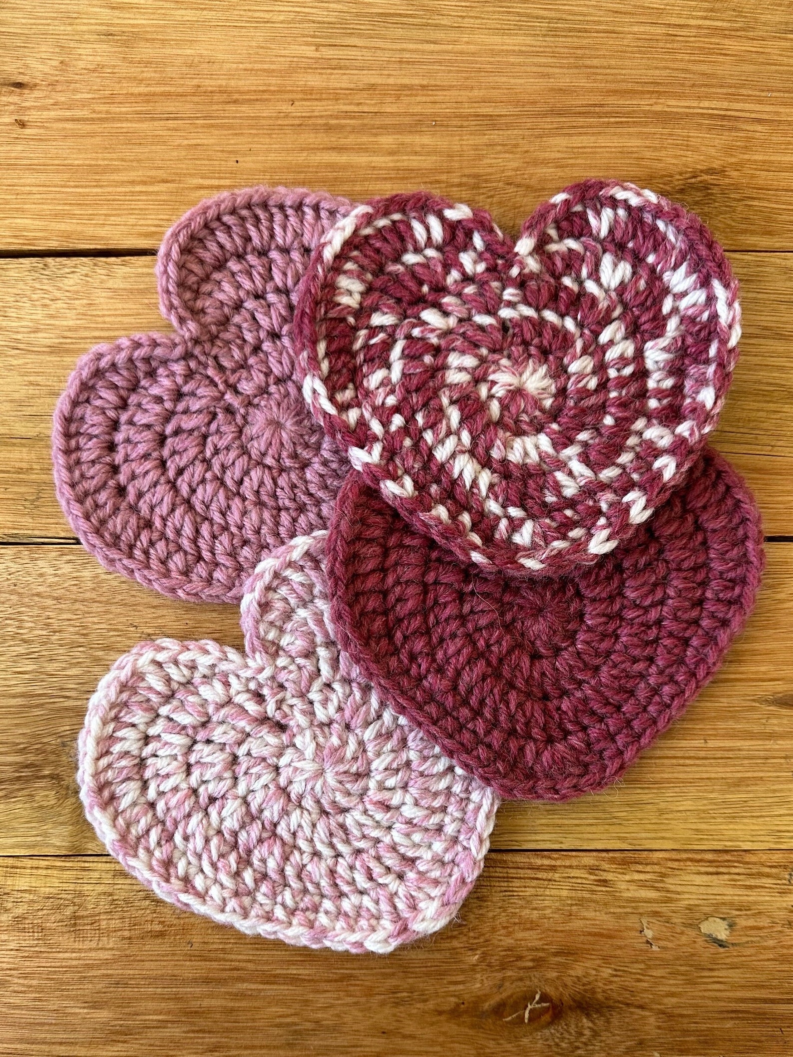 Crochet Heart Coaster Set (set of 4) - Etsy