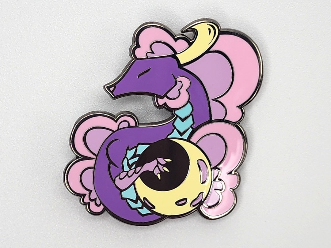 Moon Wyvern Dragon Pin, Noodle Dragon Enamel Pin, Fairy Enamel Pin ...