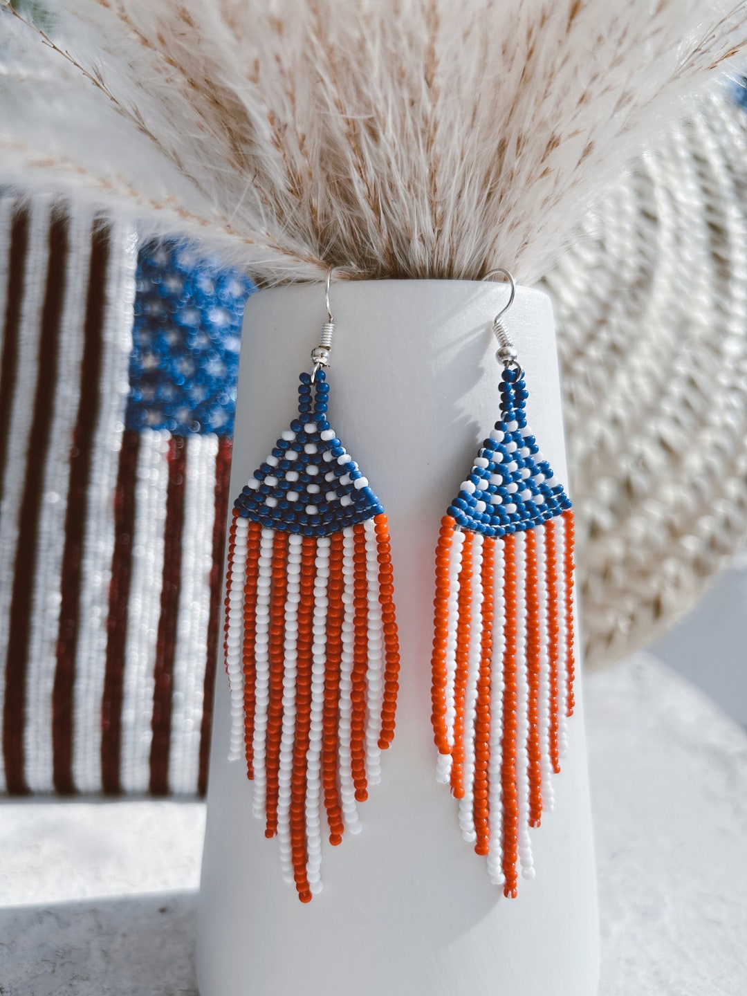 American Flag Earrings - Etsy