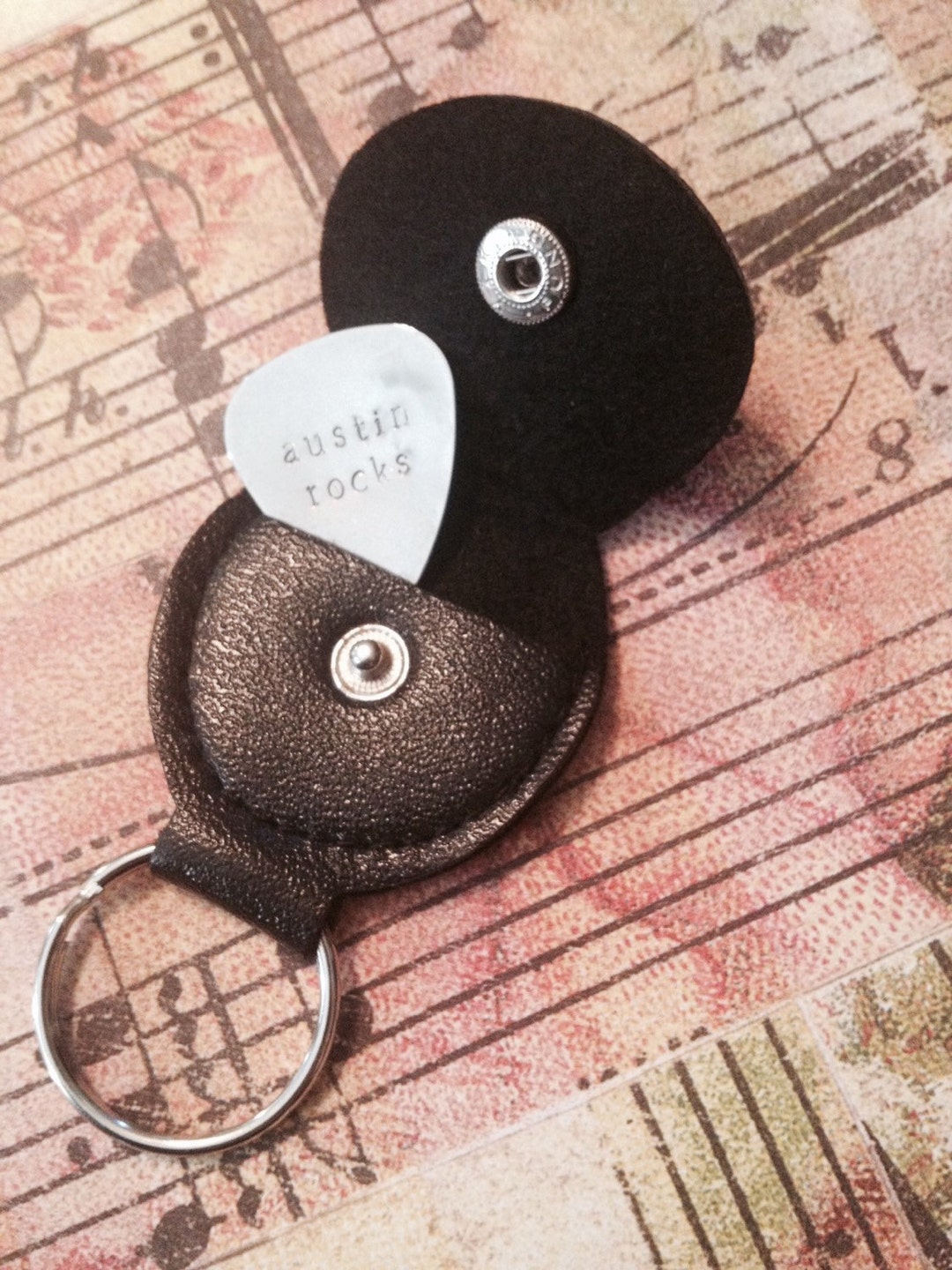 Personalized Guitar Pick Keychain - Custom Made, Hand Stamped ...