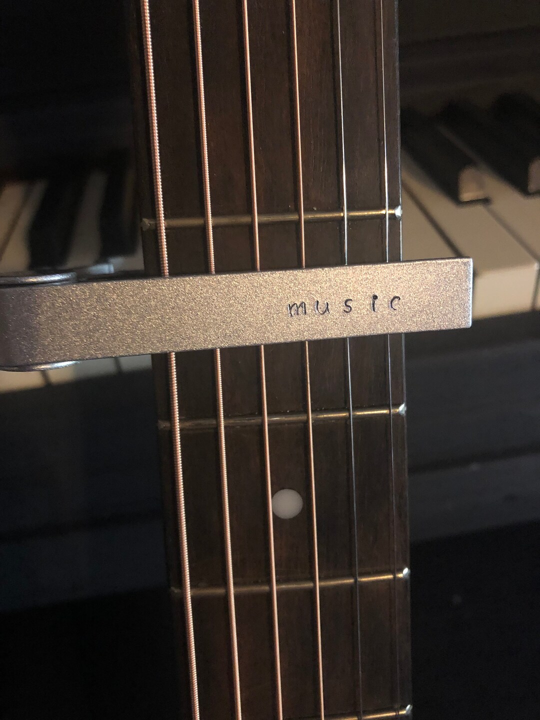 Personalized Silver Guitar Capo, Guitar Gift, Hand Stamped Music Gift ...