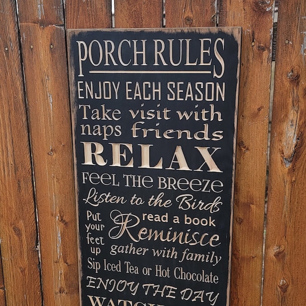 Porch Rules Sign - Etsy