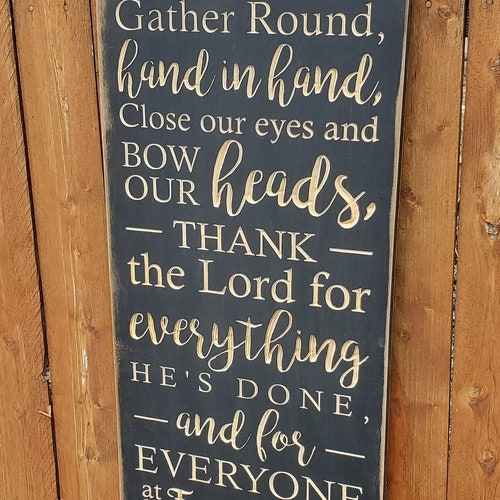 Custom Carved Wooden Sign gather Round Hand in Hand - Etsy