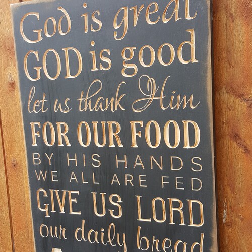 Custom Carved Wooden Sign god is Great God is Good - Etsy