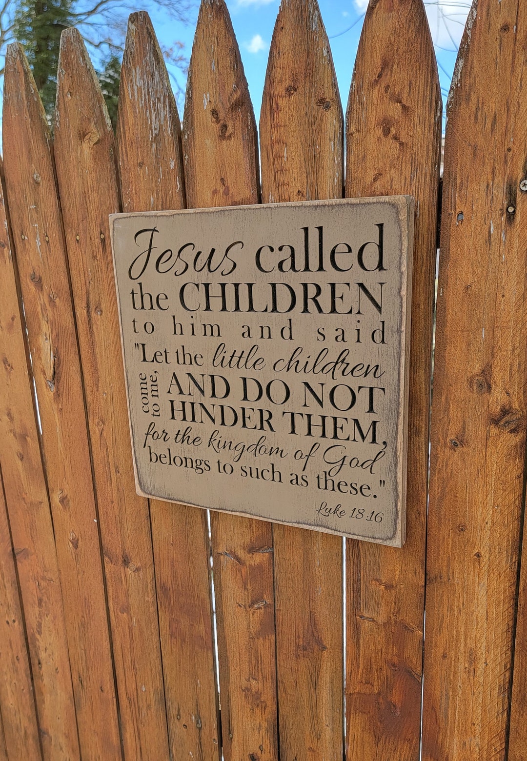 Custom Carved Wooden Sign - "jesus Called the Children to Him and Said ...